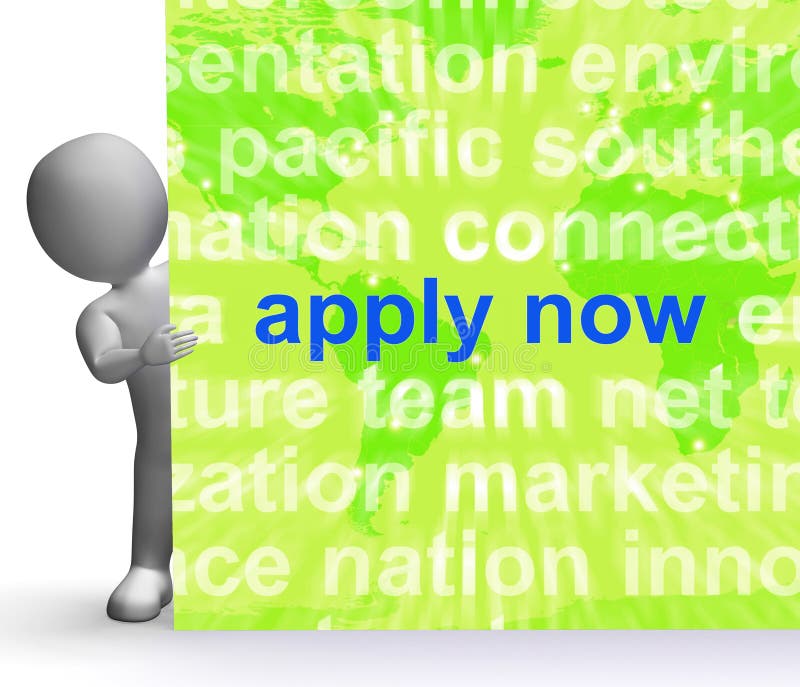Apply Now Word Cloud Sign Shows Work Job Applications Stock ...