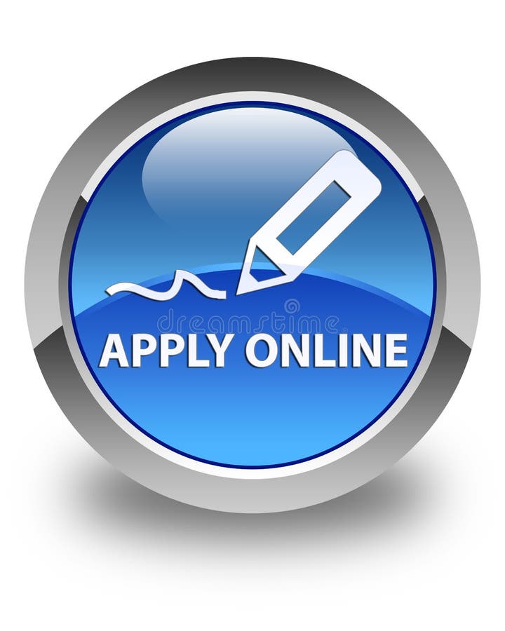 Apply Online (edit Pen Icon) Glossy Blue Round Button Stock ...