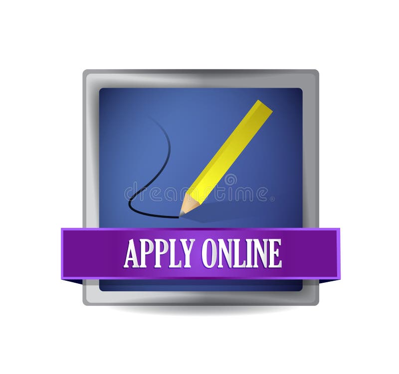 Apply Online Glossy Blue Reflected Square Button Stock Illustration ...