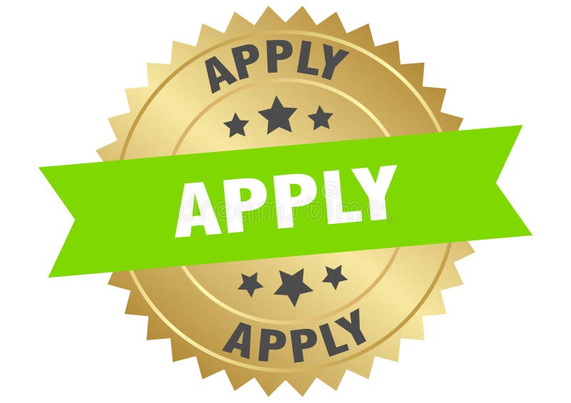Apply. Apply Round Green and Gold Label Isolated on Transparent ...