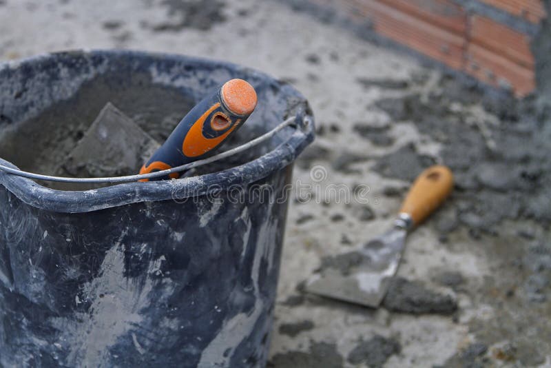 Applying cement stock image. Image of renovation, plasterer - 98619791