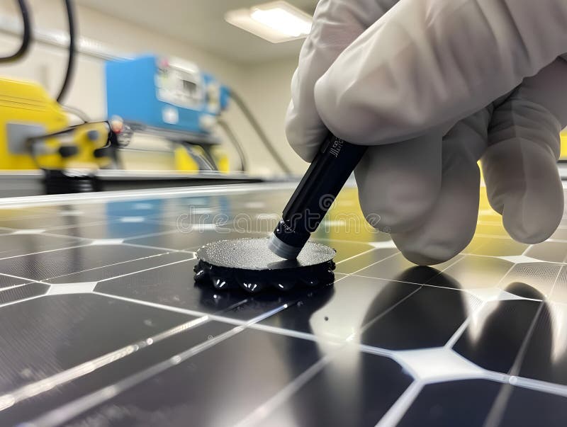Applying Conductive Adhesive To Bond Components in the Solar Panel ...