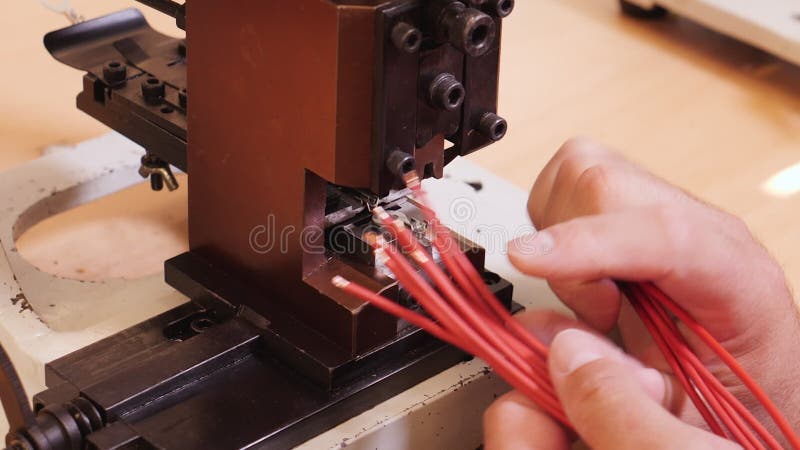 Applying Connector Terminals To Electric Wires with a Crimping Machine ...