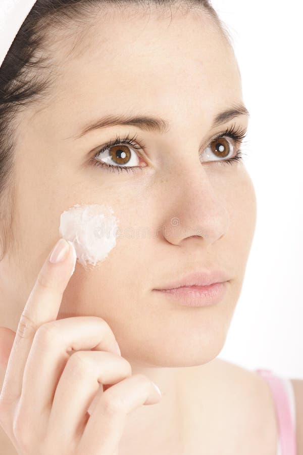 Applying cream stock image. Image of aging, female, moisturizer - 2157357