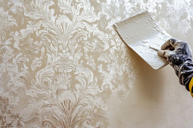 Applying Decorative Plaster with a Pattern on the Wall during Repairs ...