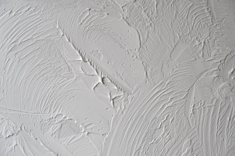 Applying Decorative Putty. White Abstract Texture of Surface Covered ...