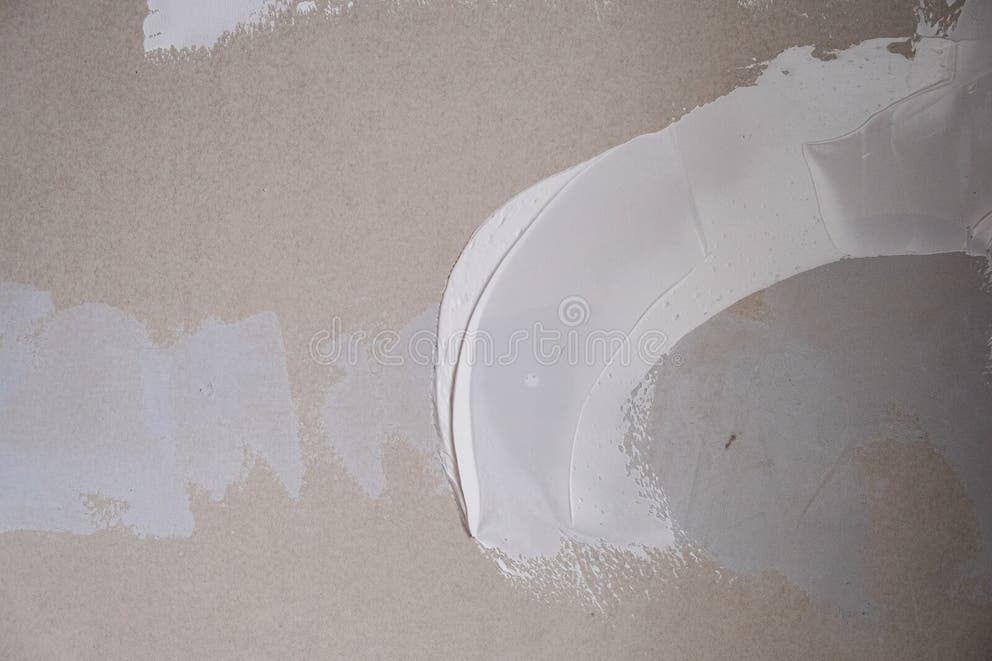 Applying Decorative Putty. White Abstract Texture of Surface Covered ...