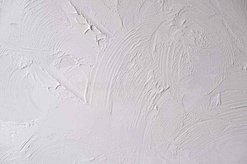 Applying Decorative Putty. White Abstract Texture of Surface Covered ...