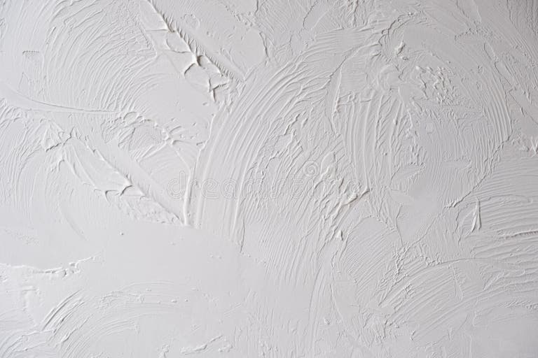Applying Decorative Putty. White Abstract Texture of Surface Covered ...