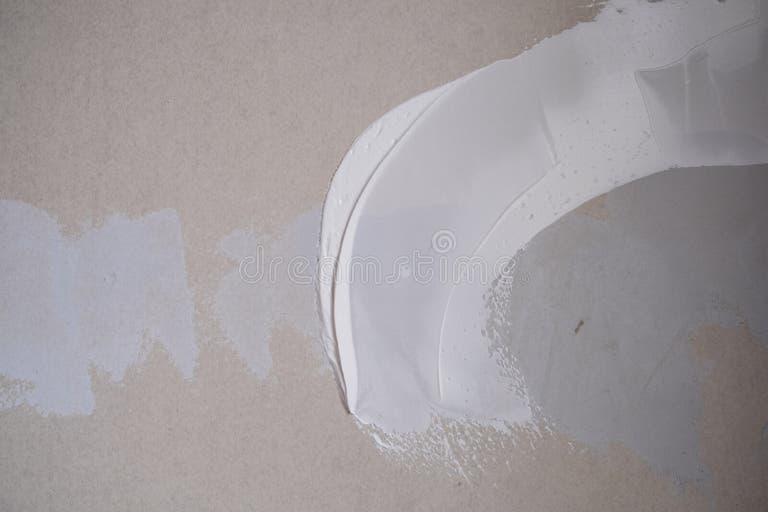 Applying Decorative Putty. White Abstract Texture of Surface Covered ...