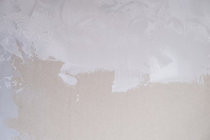 Applying Decorative Putty. White Abstract Texture of Surface Covered ...