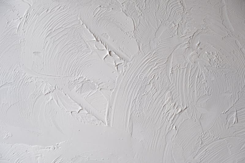Applying Decorative Putty. White Abstract Texture of Surface Covered ...