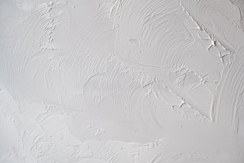 Applying Decorative Putty. White Abstract Texture of Surface Covered ...