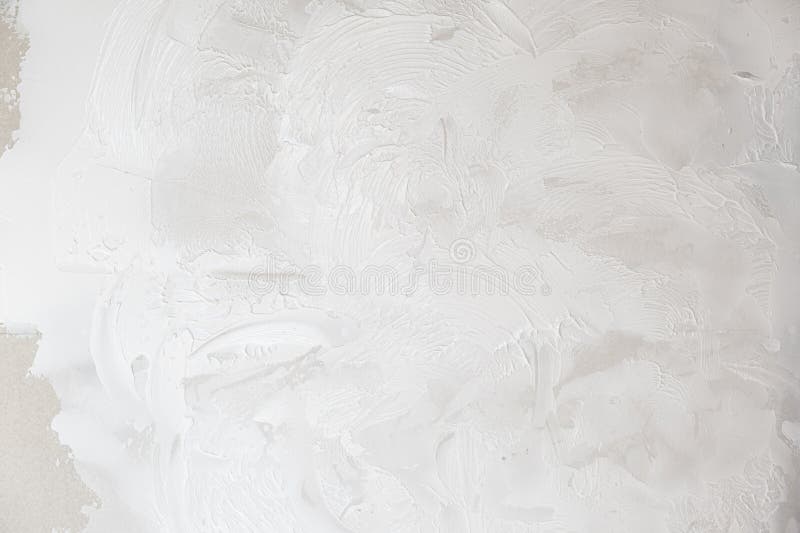 Applying Decorative Putty. White Abstract Texture of Surface Covered ...