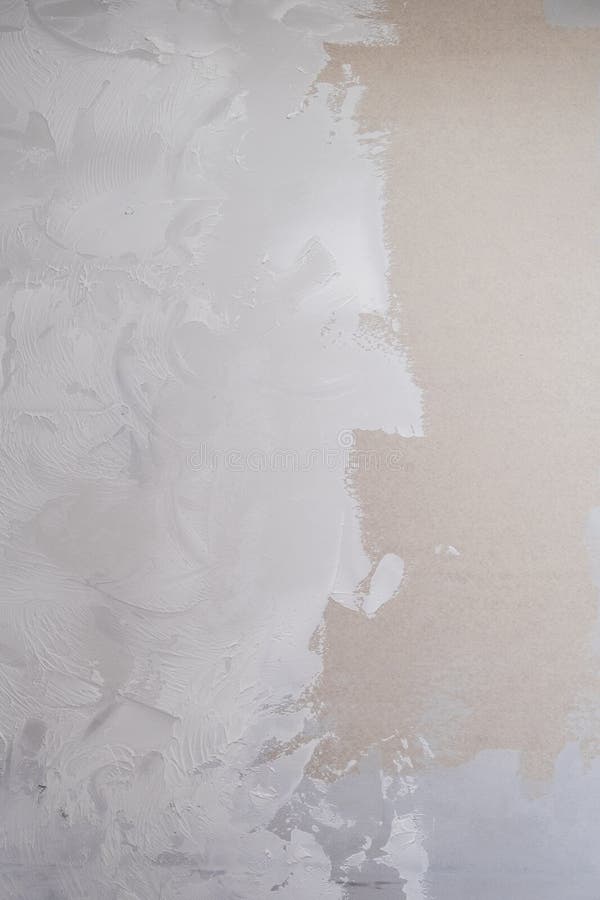 Applying Decorative Putty. White Abstract Texture of Surface Covered ...