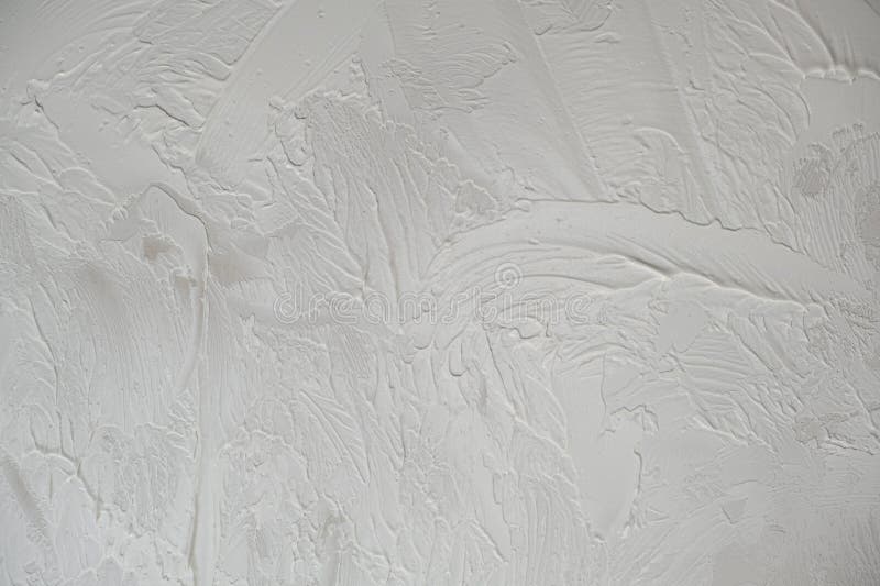Applying Decorative Putty. White Abstract Texture of Surface Covered ...