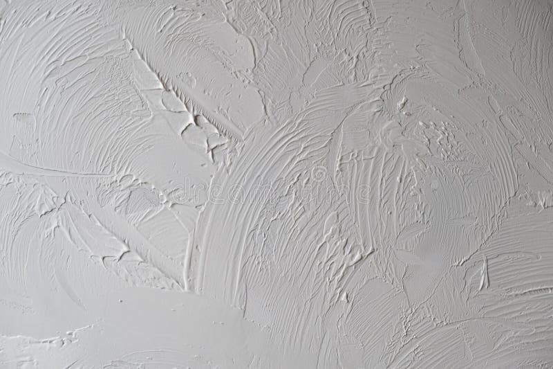 Applying Decorative Putty. White Abstract Texture of Surface Covered ...