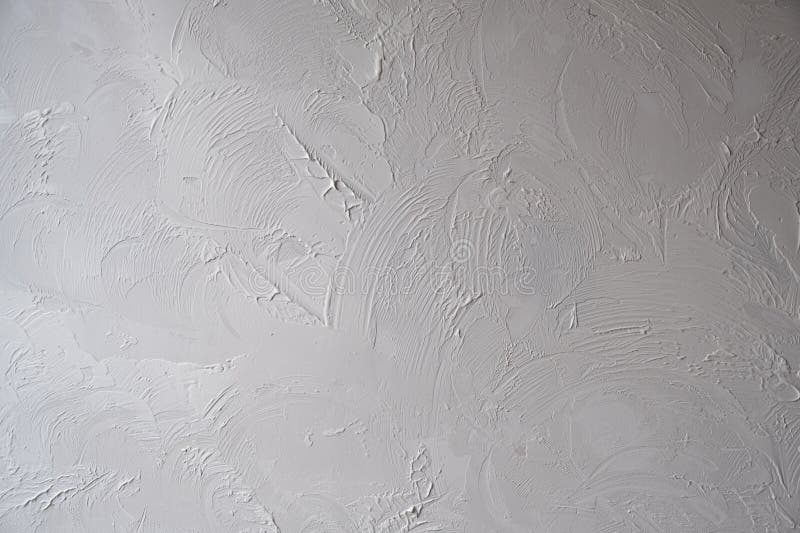 Applying Decorative Putty. White Abstract Texture of Surface Covered ...