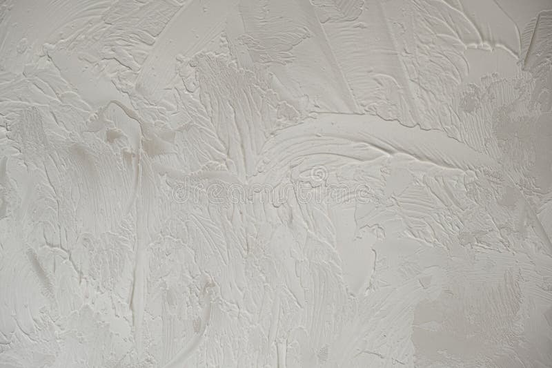 Applying Decorative Putty. White Abstract Texture of Surface Covered ...