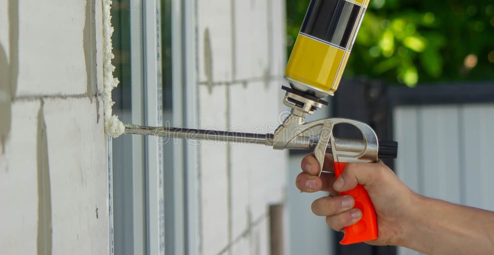 Applying Expanding Foam for Window Installation Stock Image - Image of ...