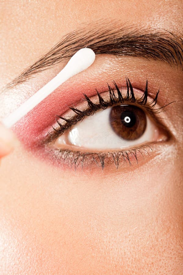 Applying Eye Makeup Eye Open Stock Photo - Image of iris, caucasian ...