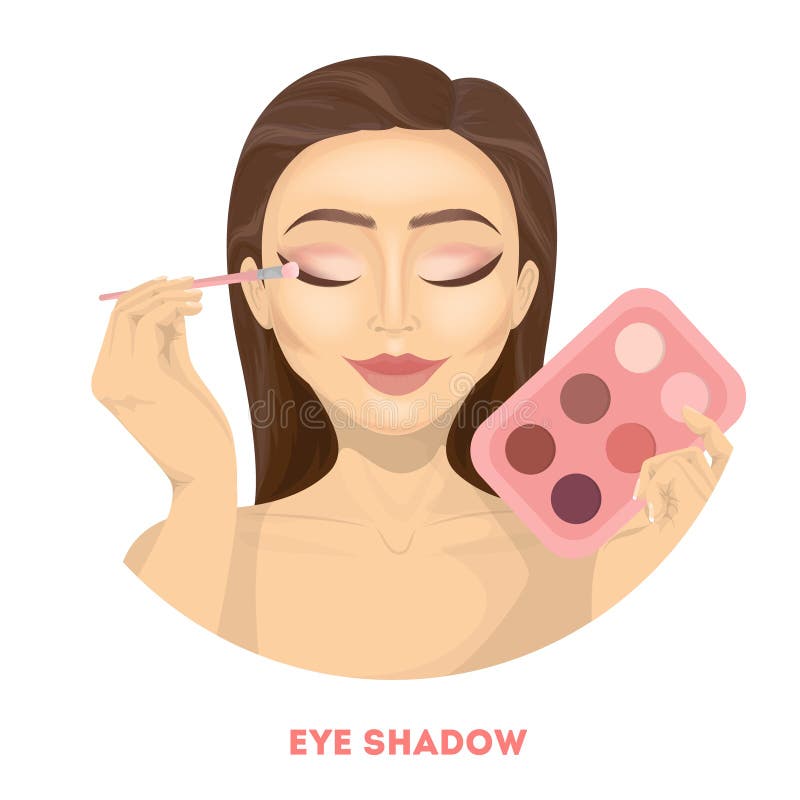 Applying eye shadow. stock vector. Illustration of makeup - 99200173