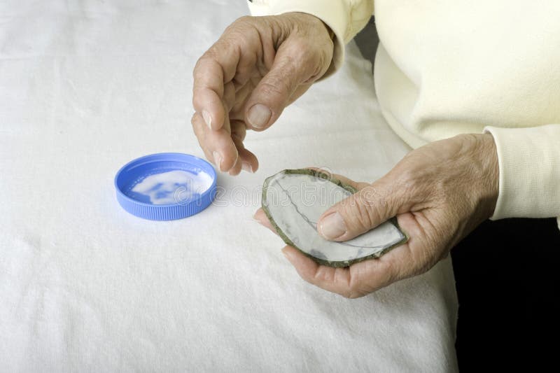 Applying Fabric Glue for Leaf Applique. Stock Image - Image of process ...