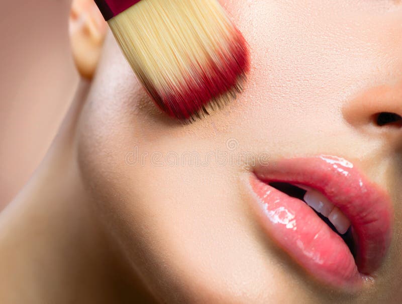 Applying Foundation for Perfect Makeup Stock Image - Image of glossy ...