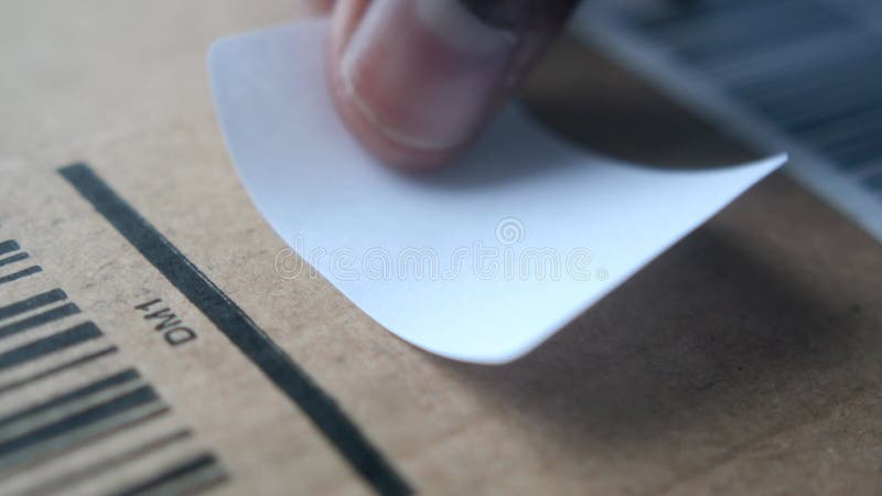 Applying a Label To a Cardboard Box Stock Footage - Video of label ...