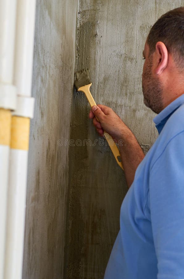 Applying Isolation Material Stock Image - Image of wall, brush: 158243297
