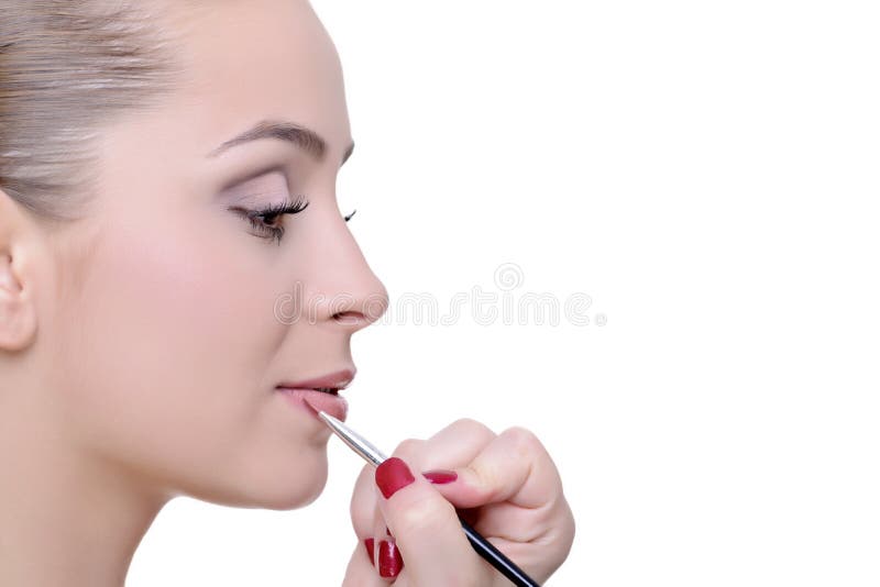 Applying make-up stock image. Image of skin, wellness - 22516699