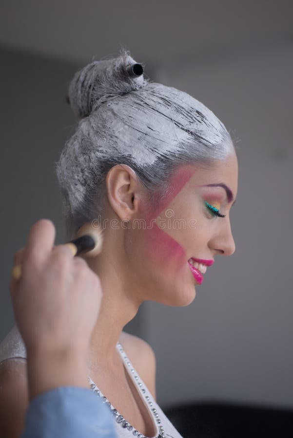 Applying make up stock image. Image of eyes, creative - 44446329