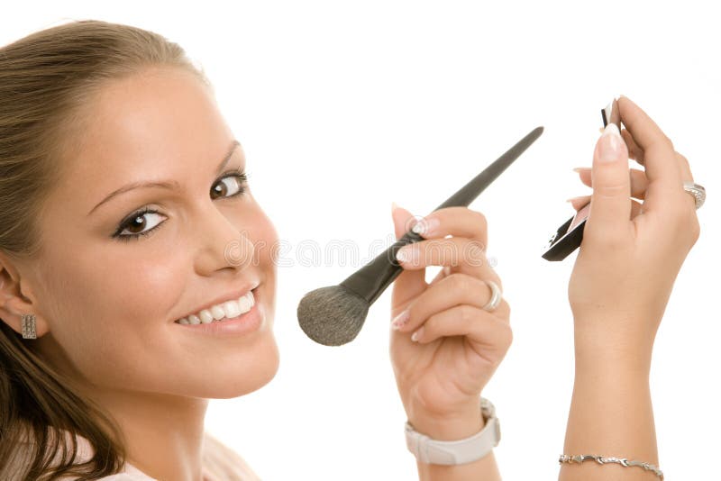 Putting makeup stock image. Image of girl, cosmetic, beautiful - 12721969