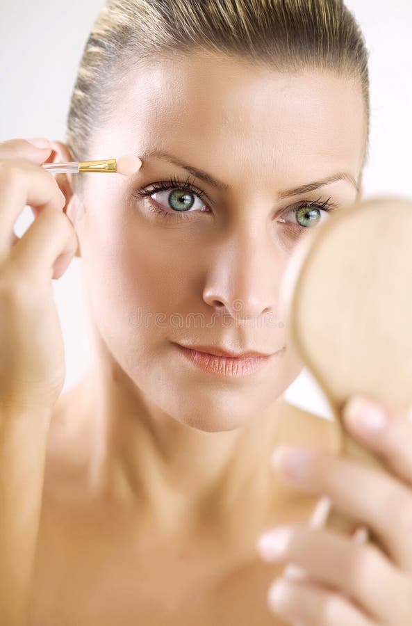 Applying makeup stock photo. Image of applying, looking - 4008554