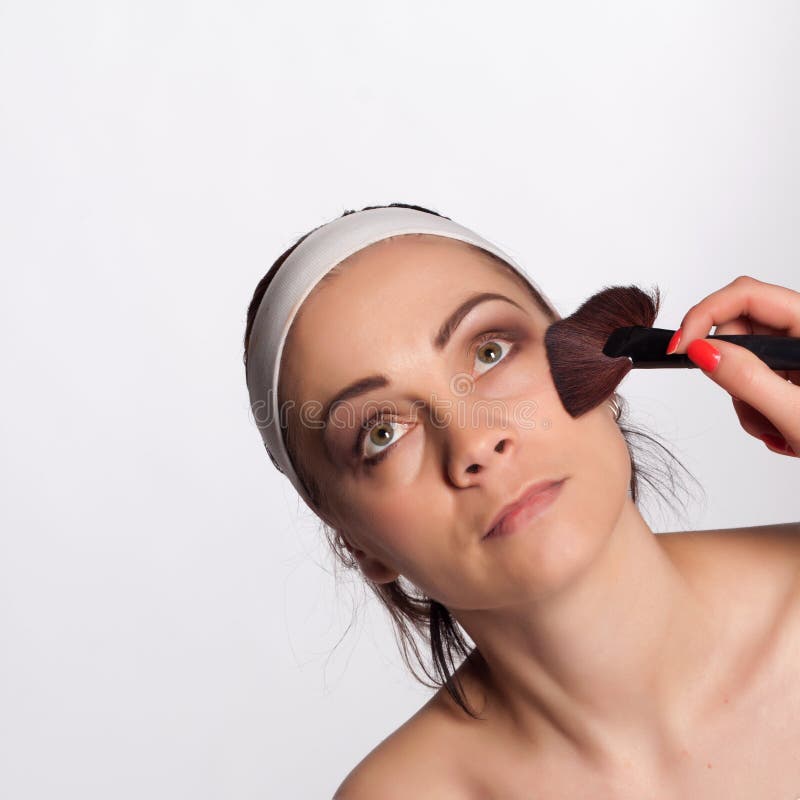 Applying Makeup To the Face Stock Photo - Image of healthy, caucasian ...