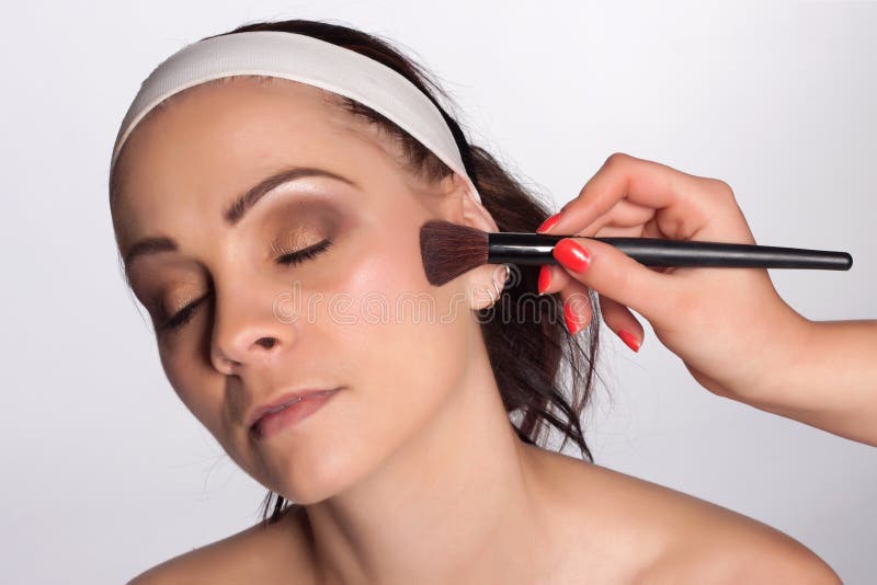 Applying Makeup To the Face Stock Photo - Image of face, caucasian ...
