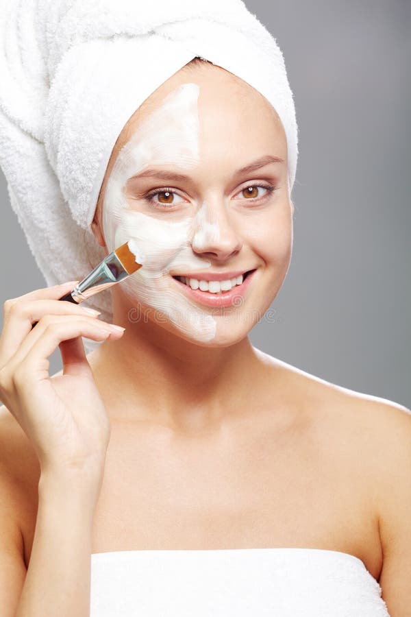 Applying mask stock photo. Image of lady, complexion - 25443400