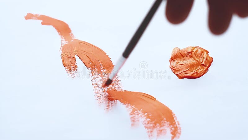 Applying Paint To Canvas. Artist S Work. Drawing with Brush and Paint ...