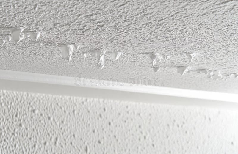 Applying Paint To a Gypsum Plaster Ceiling Using a Roller Stock Photo ...