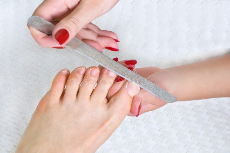 Applying Pedicure, Using Nail File Stock Image - Image of finger, tool ...