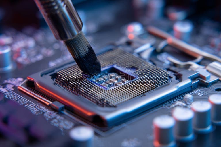 Applying Thermal Paste on Processor with Precision and Clarity Stock ...