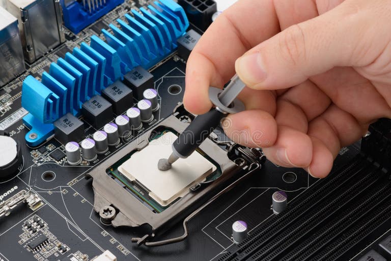 Applying Thermal Paste To CPU Stock Photo - Image of applying, unit ...