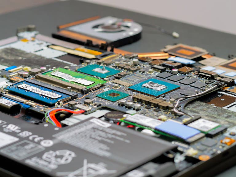 Applying Thermal Paste To the GPU and CPU of a Laptop Computer. Stock ...