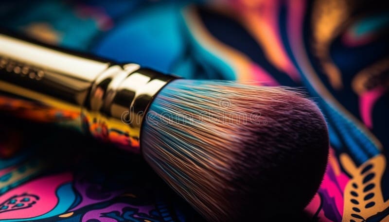 Applying Vibrant Blue Eyeshadow with a Shiny Paintbrush for Elegance ...