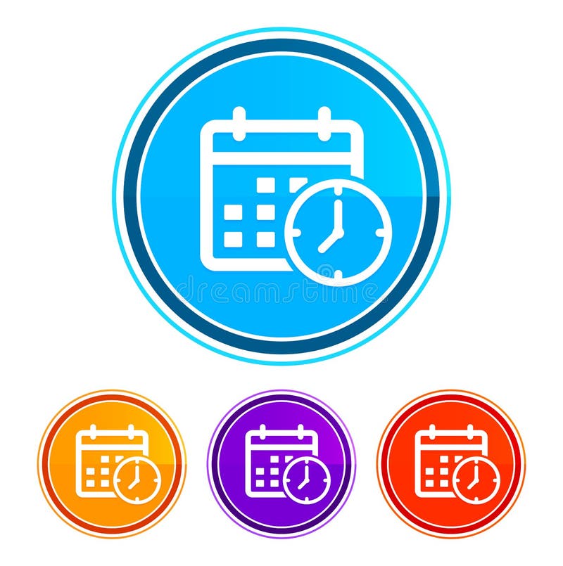 Appointment Date Calendar Icon Flat Design Round Buttons Set ...