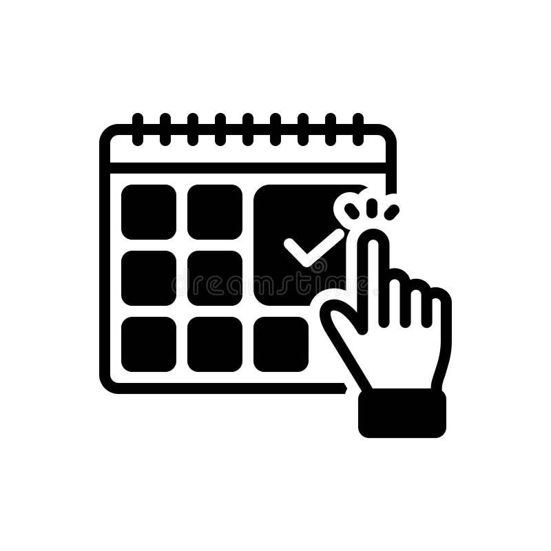 Black Solid Icon for Appointment, Agenda and Table Stock Illustration ...