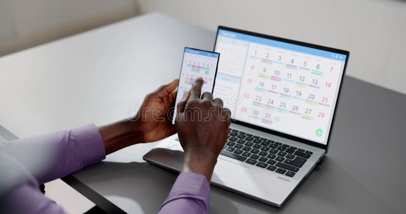 Appointment Schedule Planner and Date Calendar on Laptop Stock Image ...