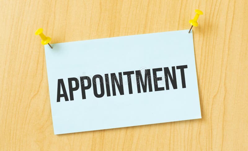 Appointment Sign Written on Sticky Note Pinned on Wooden Wall Stock ...