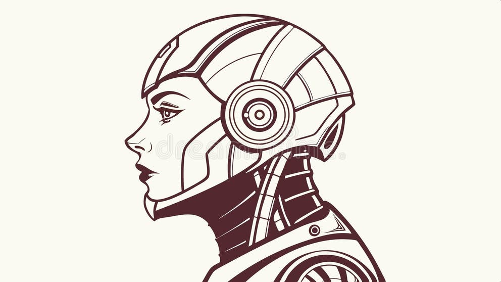 Detailed Robot Head Design, Intricate AI Vector, Complex Cyborg ...