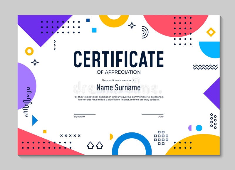 Appreciation Certificate with Memphis Shapes Stock Vector ...